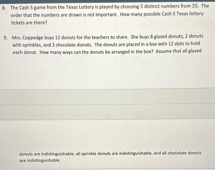 Solved The Cash 5 game from the Texas Lottery is played by | Chegg.com