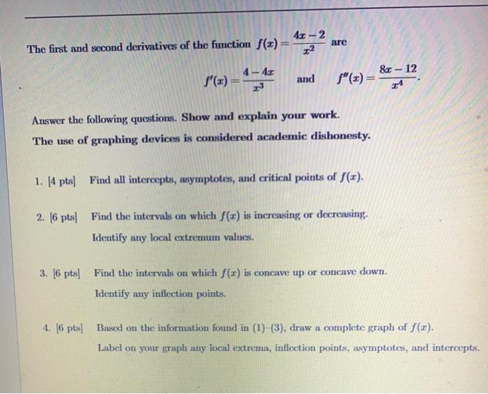 Solved 41-2 The first and second derivatives of the function | Chegg.com