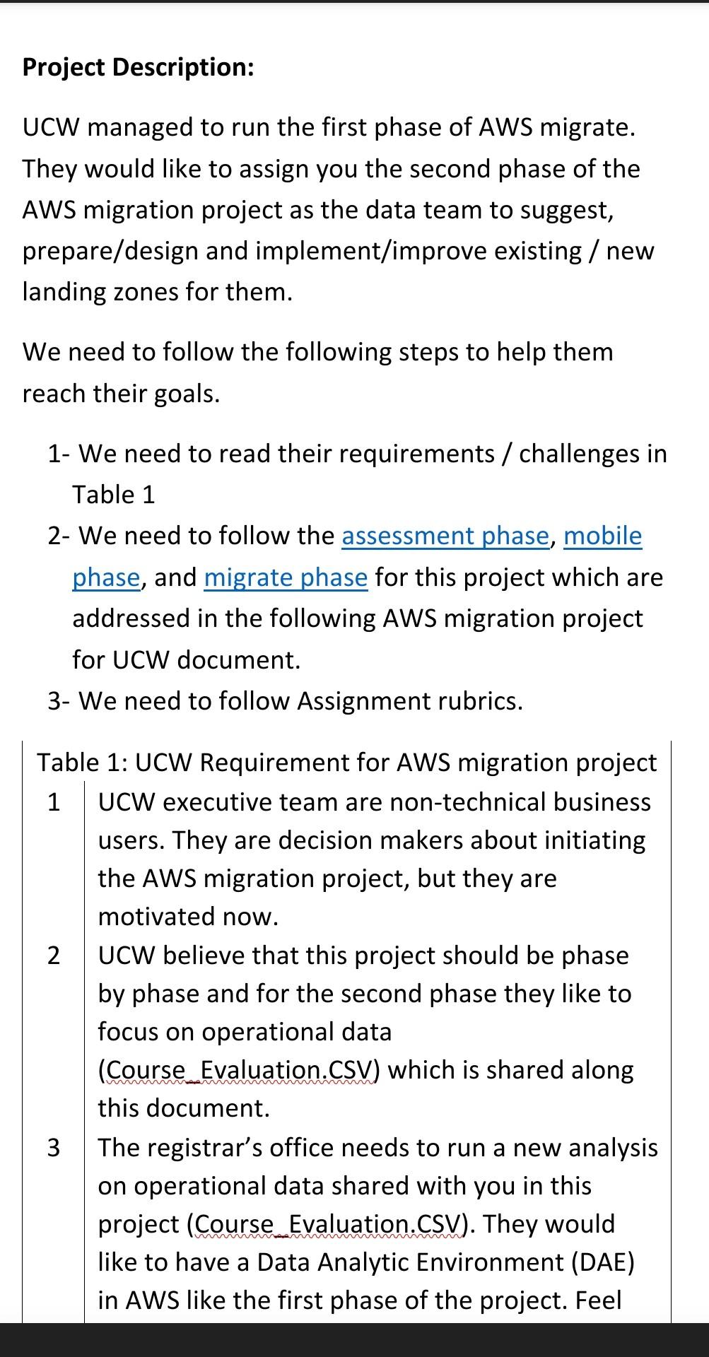 Solved Project Description: UCW managed to run the first | Chegg.com