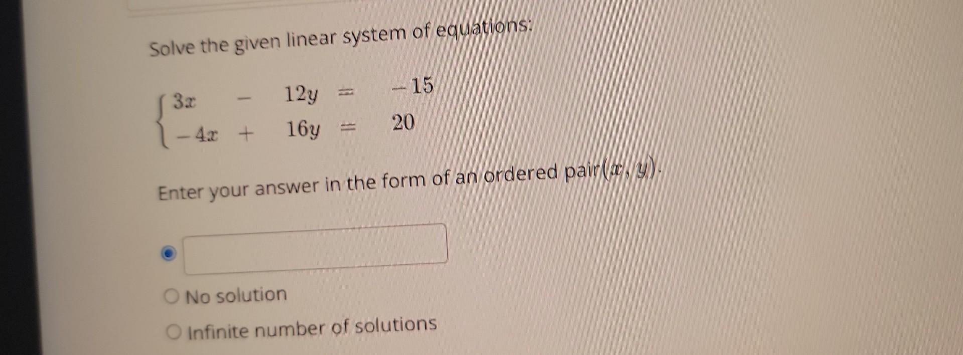 Solved Solve the given linear system of equations: | Chegg.com