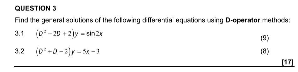 Solved Find the general solutions of the following | Chegg.com