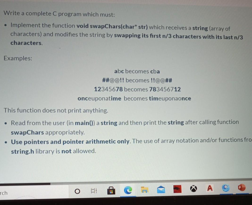 Solved Write a complete C program which must: • Implement | Chegg.com