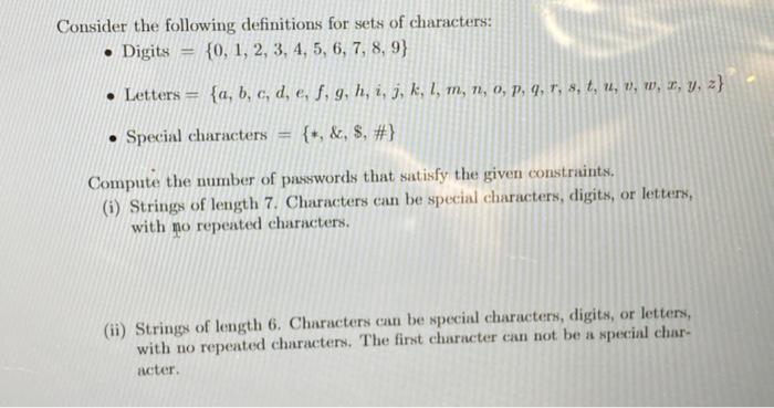 Solved Consider the following definitions for sets of | Chegg.com