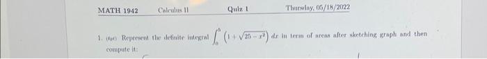 Solved 1. (er0) Repersem the thefinite lintegtal | Chegg.com