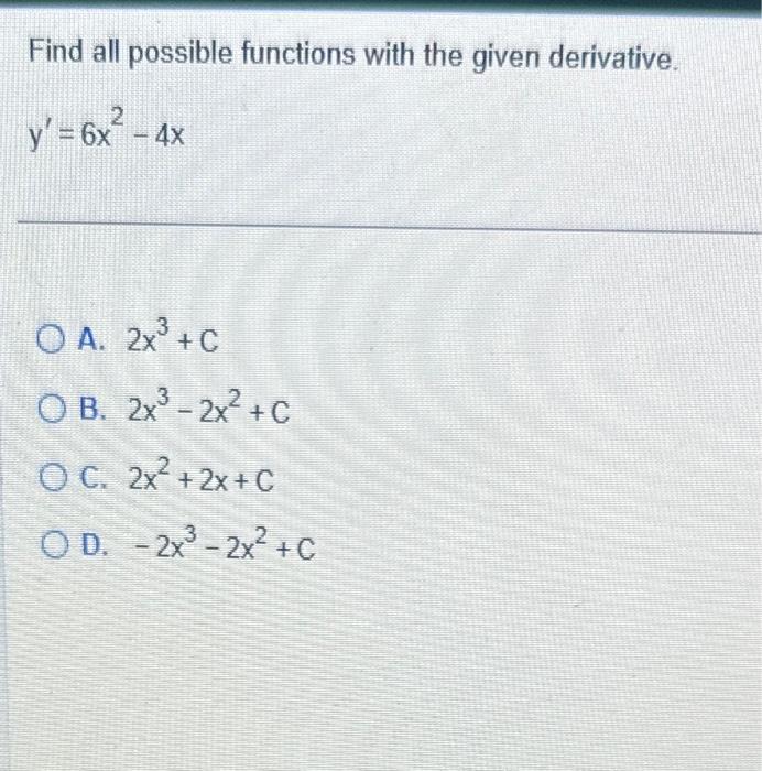 Solved Find all possible functions with the given | Chegg.com