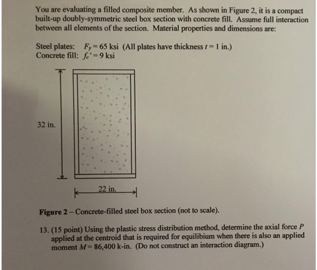 You are evaluating a filled composite member. As | Chegg.com