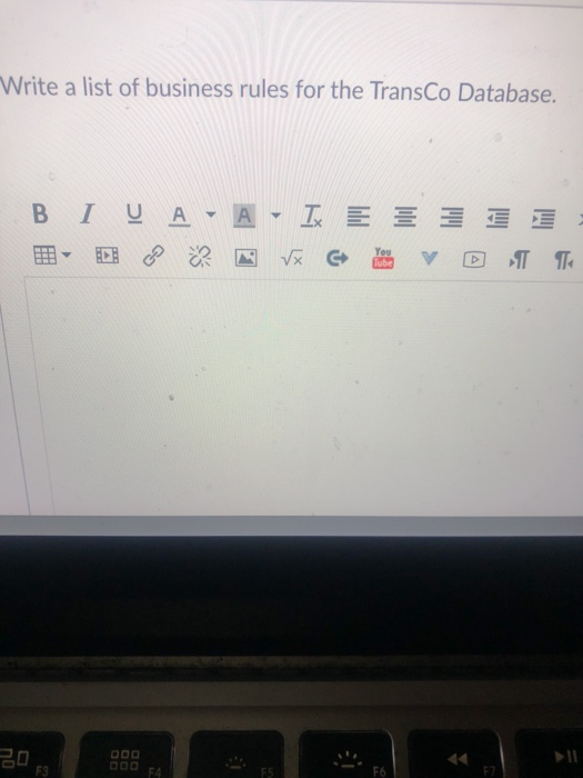 Solved Write a list of business rules for the TransCo | Chegg.com