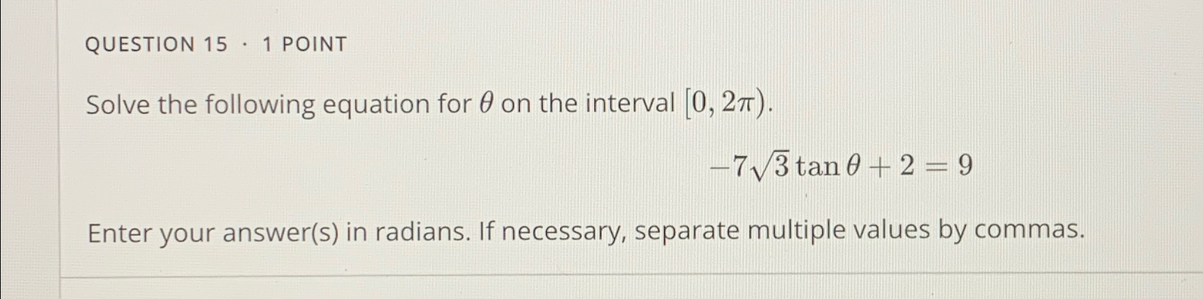 Solved QUESTION 15 - 1 ﻿POINTSolve the following equation | Chegg.com