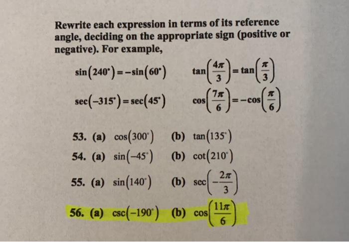 Solved Rewrite Each Expression In Terms Of Its Reference