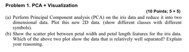 Solved Problem 1. ﻿PCA + ﻿Visualization(10 ﻿Points; | Chegg.com
