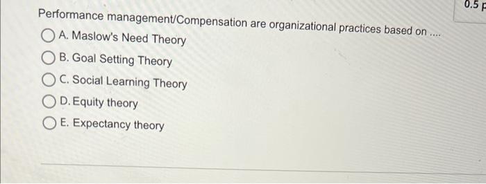 Solved Performance management/Compensation are | Chegg.com