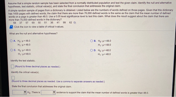 Solved A simple random sample of pages from a dictionary is | Chegg.com