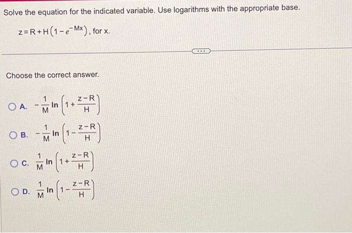 Solved Solve the equation for the indicated variable. Use | Chegg.com