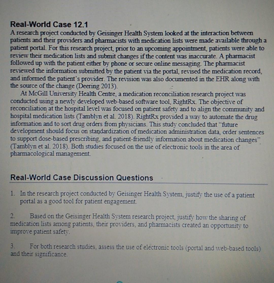 Solved Real-World Case 12.1 A research project conducted by | Chegg.com