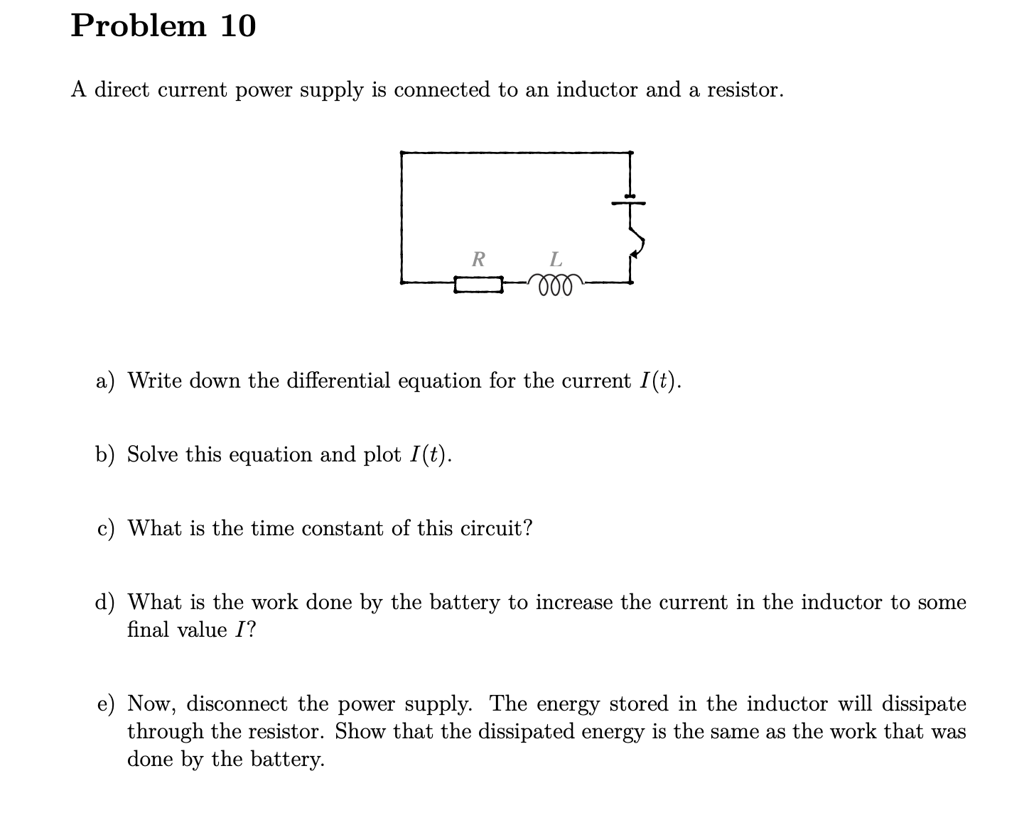 Solved Problem 10A direct current power supply is connected | Chegg.com