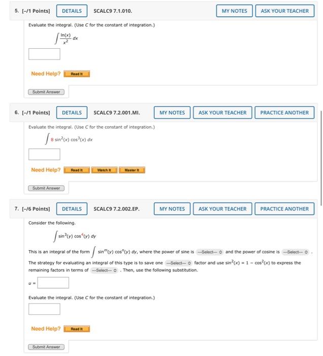 Solved Evaluate the integral. (Use C for the constant of | Chegg.com
