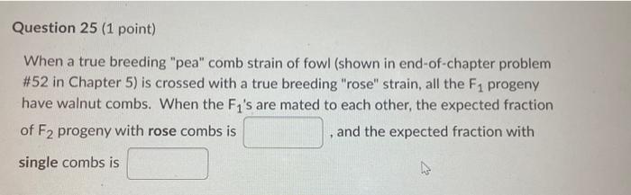 Solved When a true breeding "pea" comb strain of fowl (shown | Chegg.com