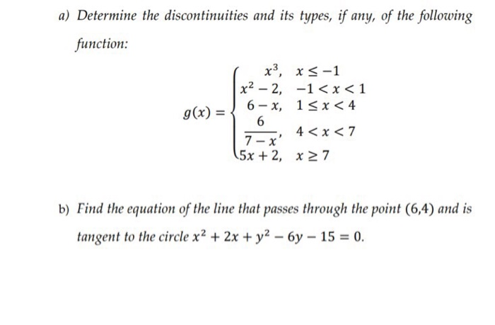 Solved A Determine The Discontinuities And Its Types If