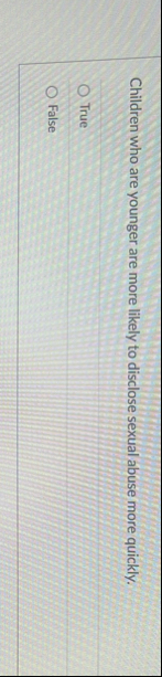 Solved Children who are younger are more likely to disclose | Chegg.com