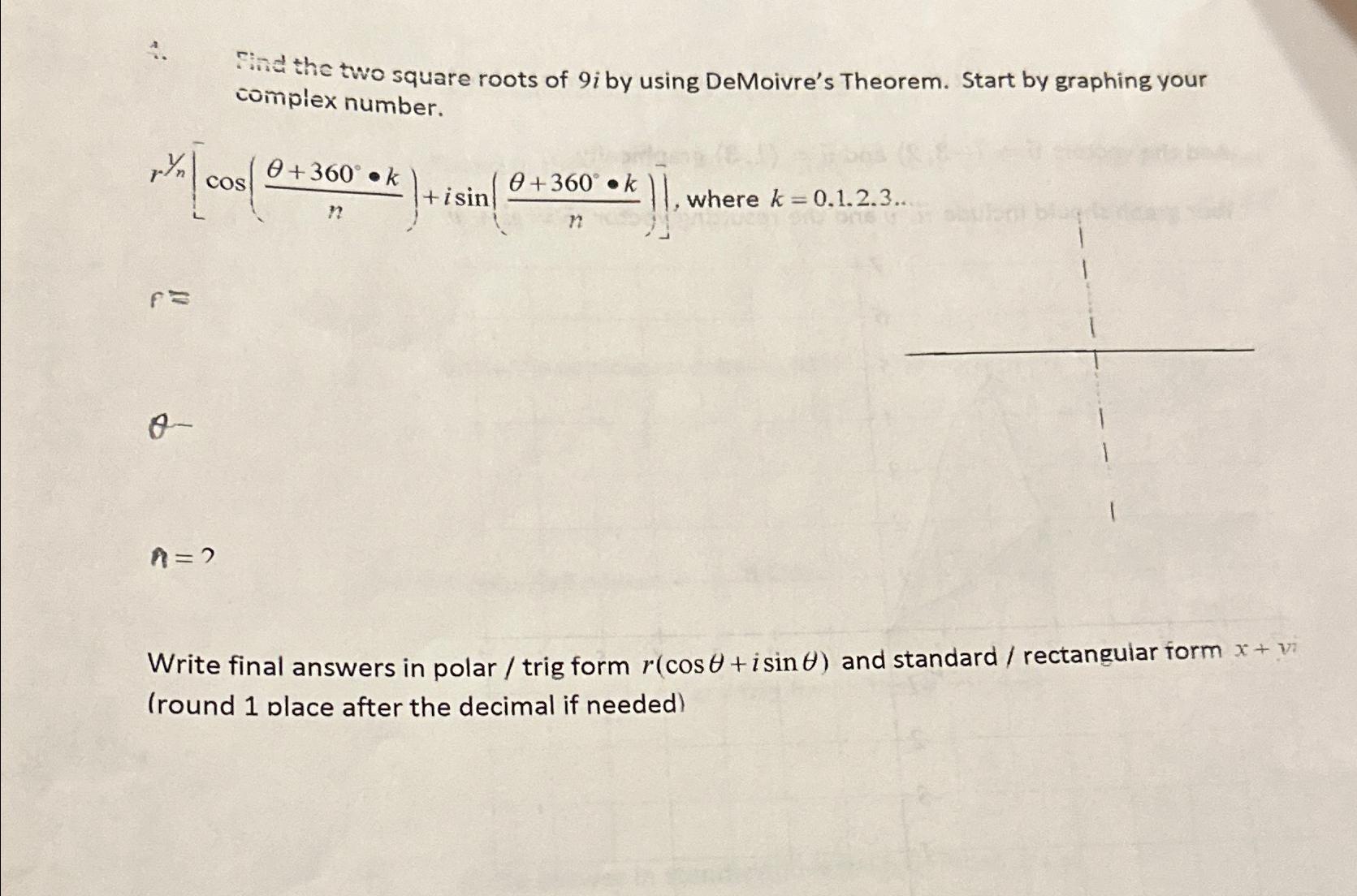 Solved A. ﻿Find the two square roots of 9i ﻿by using | Chegg.com