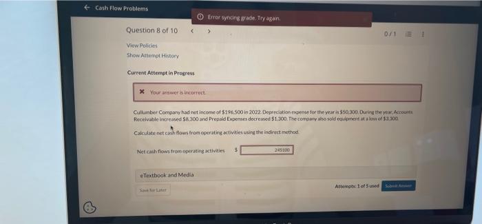Solved Calculate net cash flows trom operating activities | Chegg.com