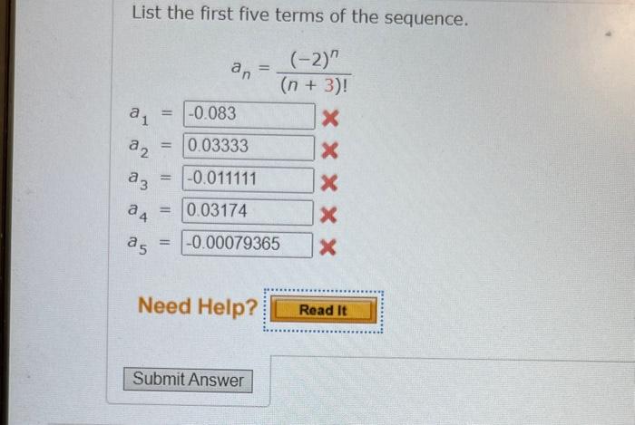 Solved List the first five terms of the sequence. | Chegg.com