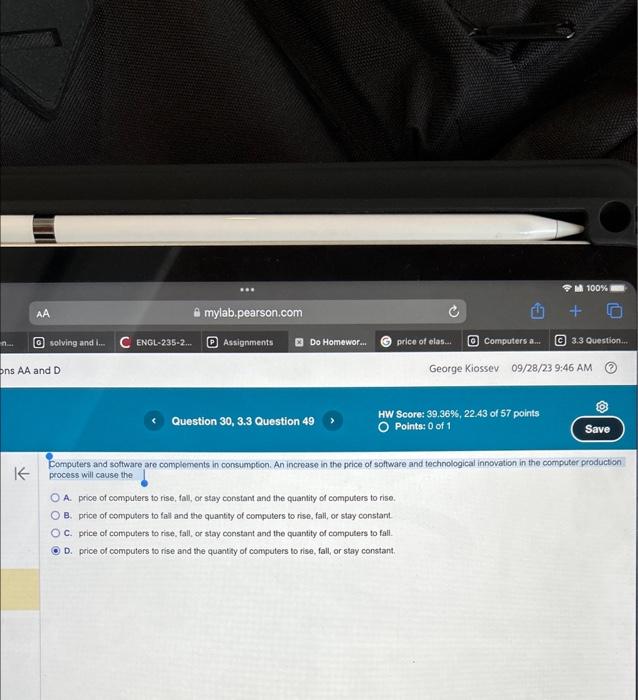 Solved Computers and sottware are complements in | Chegg.com