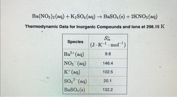 Solved Ba(NO3)2(aq) + K2SO4(aq) +BaSO4(s) + 2KNO3(aq) | Chegg.com