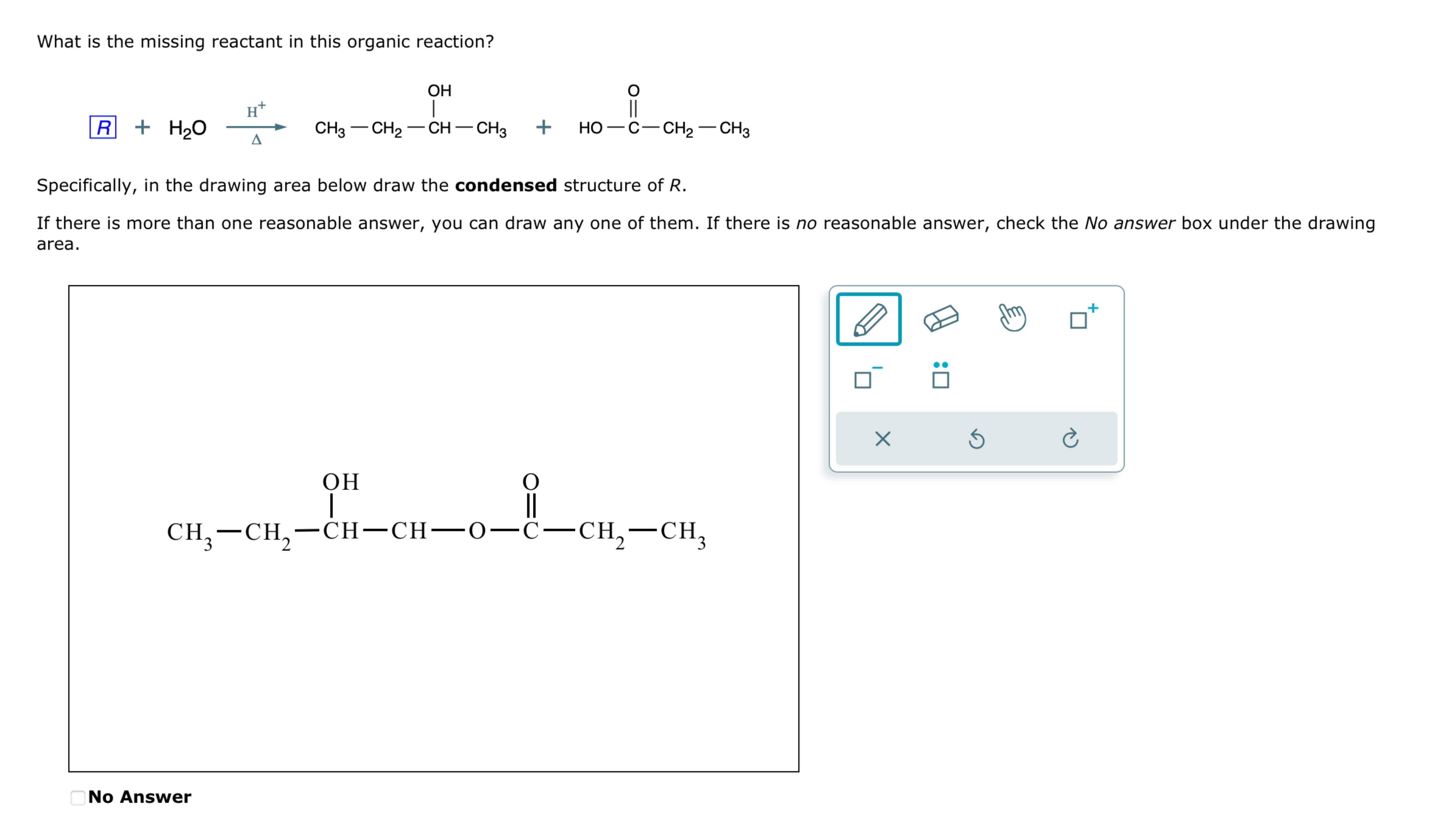 Solved What is the missing reactant in this organic | Chegg.com