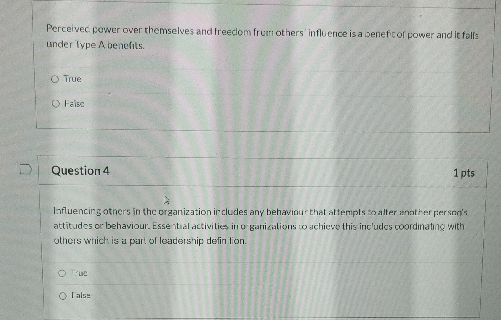 Perceived power over themselves and freedom from | Chegg.com