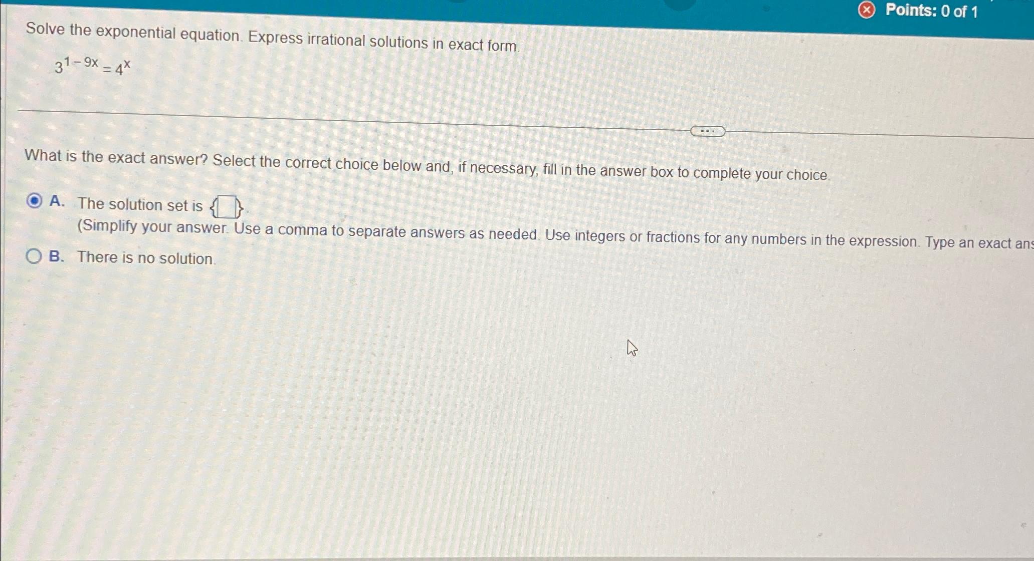 Solved Solve the exponential equation. Express irrational | Chegg.com