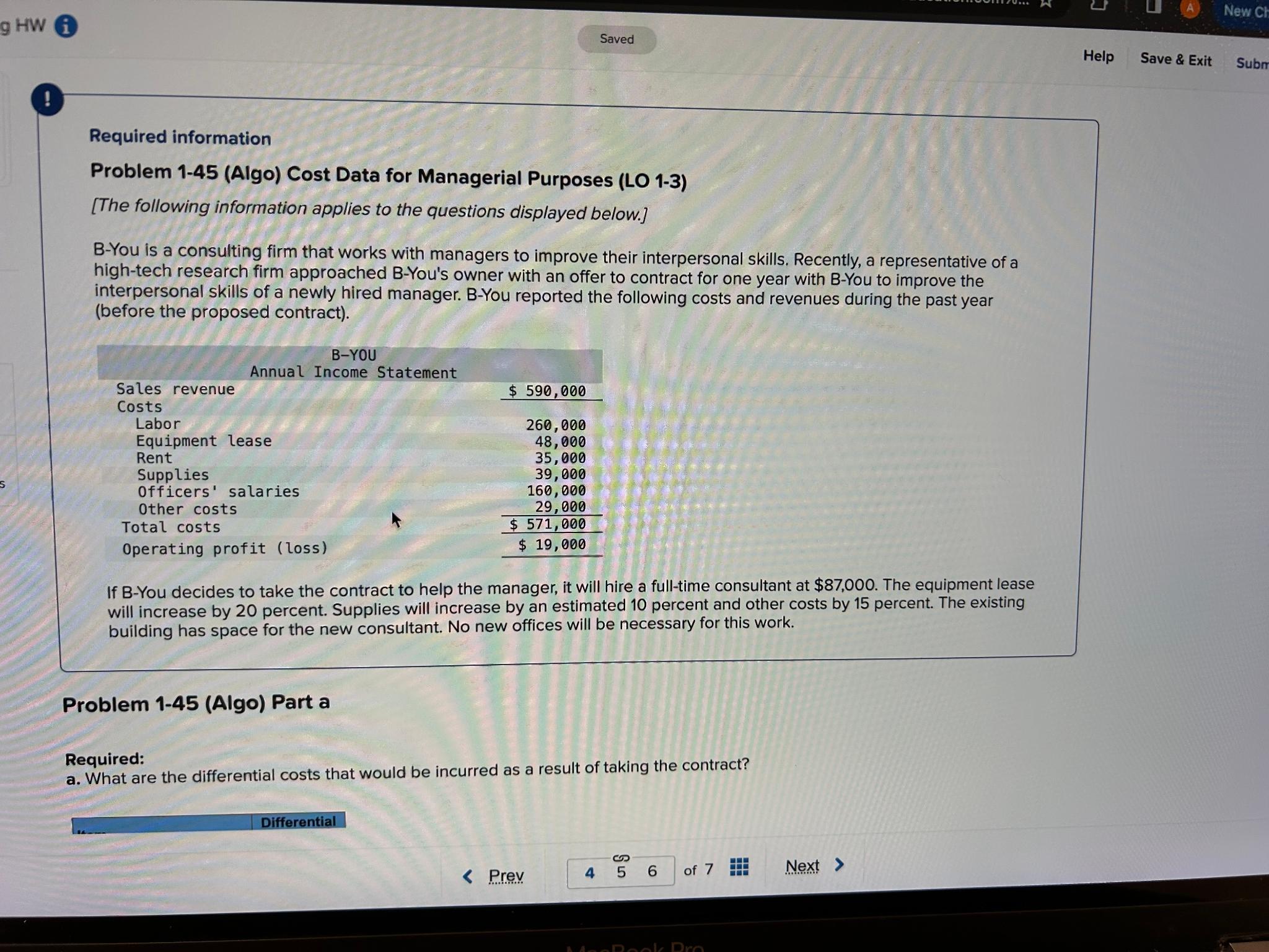 Solved gHW iHelpSave & Exit!Required informationProblem | Chegg.com
