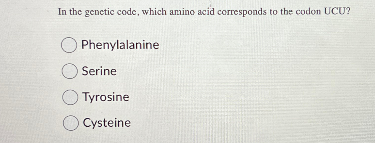 Solved In the genetic code, which amino acid corresponds to | Chegg.com