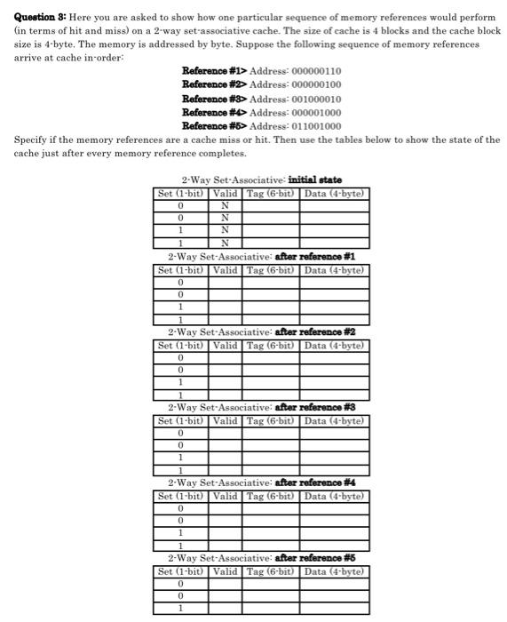 Solved Question 2: Assume the size of data memory is 8 | Chegg.com