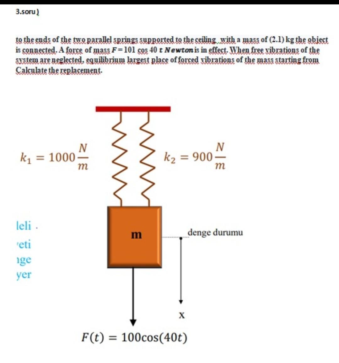 Solved 3.soru) to the ends of the two parallel springs | Chegg.com