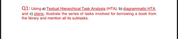 Solved Q1: Using a) Textual Hierarchical Task Analysis | Chegg.com
