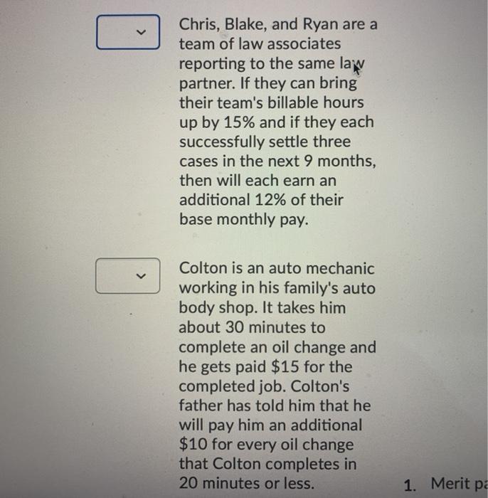Solved pt 1 1. Merit pay 2. Merit bonus 3. Spot award 4. | Chegg.com