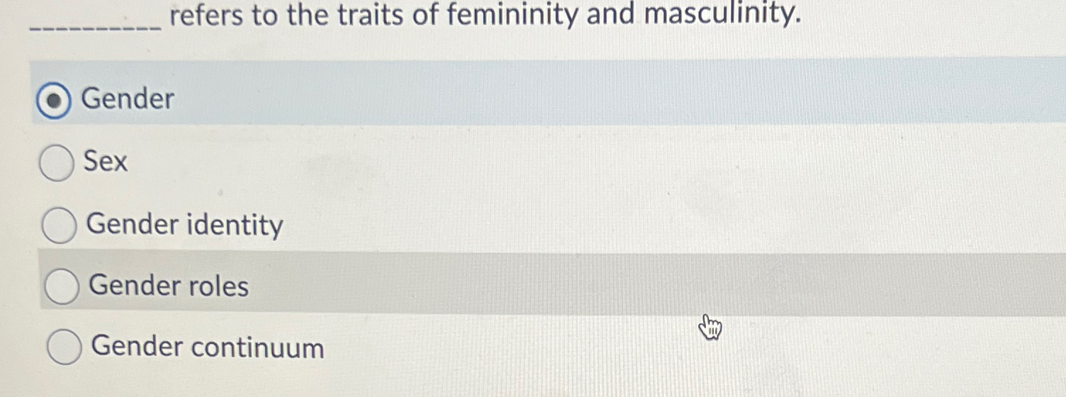 Solved q, ﻿refers to the traits of femininity and | Chegg.com
