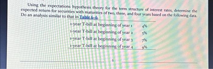 Solved Using the expectations hypothesis theory for the term | Chegg.com