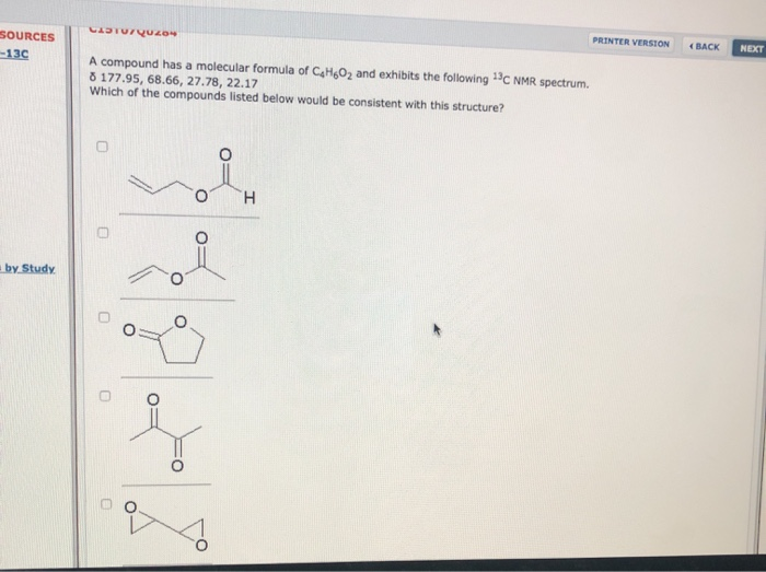 Solved PRINTER VERSION (BACK NEXT OURCES A compound has a | Chegg.com