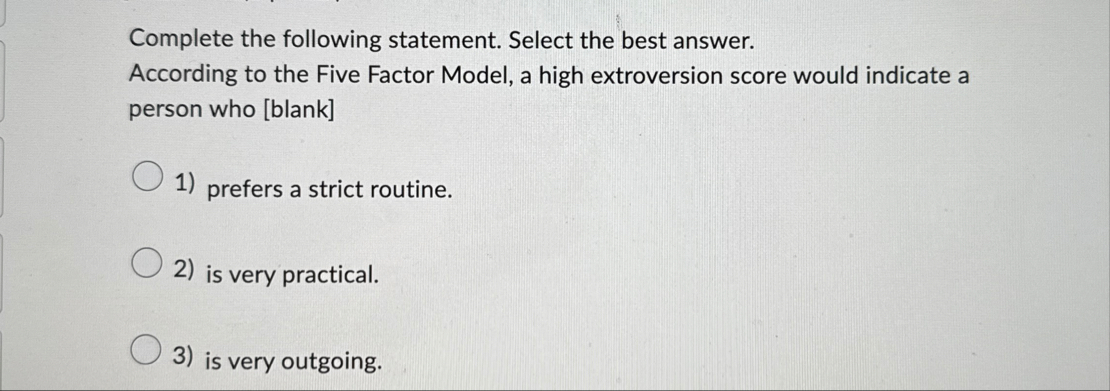Solved Complete the following statement. Select the best | Chegg.com