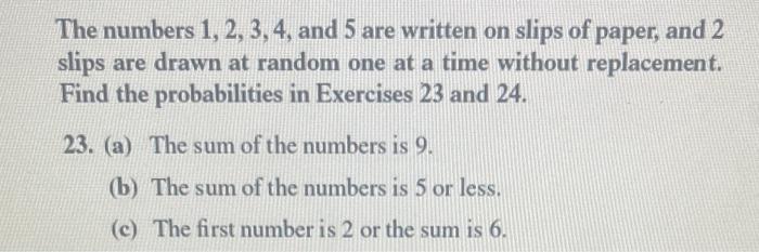 Solved The numbers 1,2,3,4, and 5 are written on slips of | Chegg.com