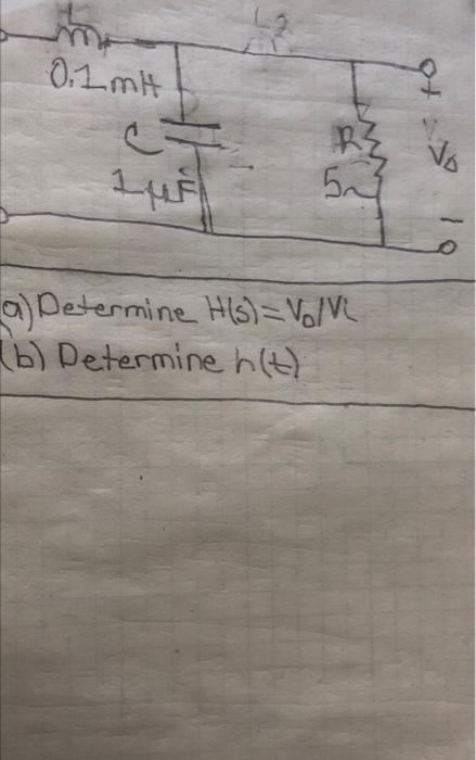 Solved a) Determine H(s)=V0 V (b) Determine h(t) | Chegg.com