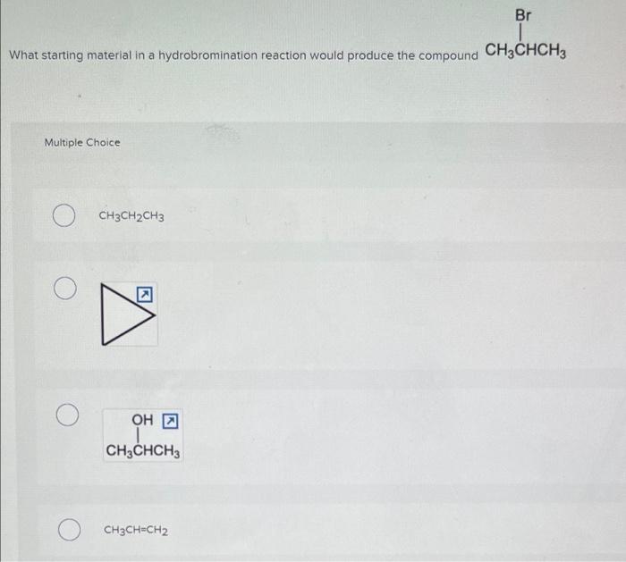Solved Br What starting material in a hydrobromination | Chegg.com
