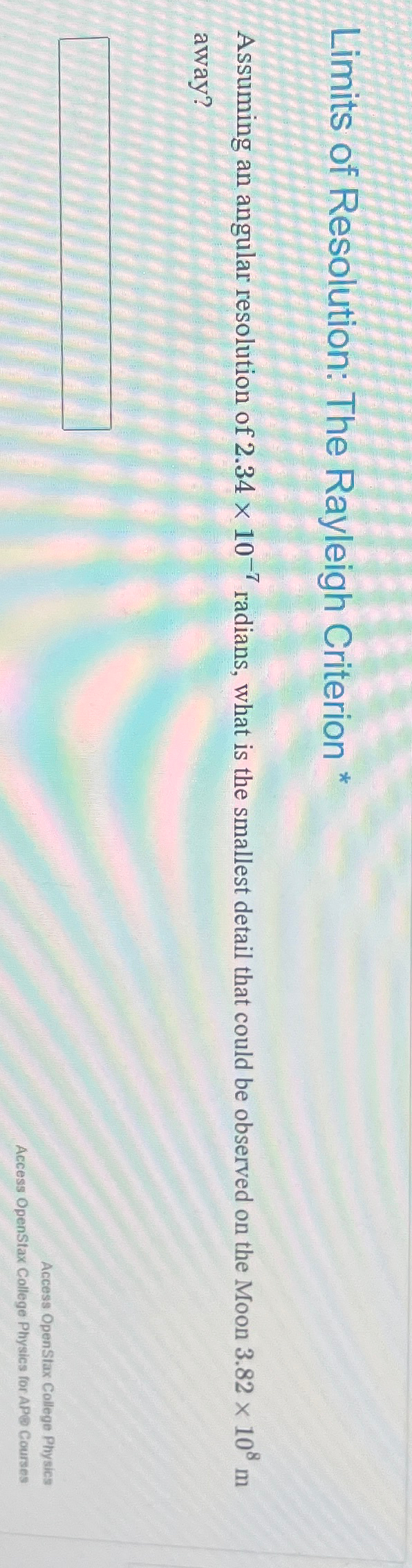 Solved Limits Of Resolution The Rayleigh Criterion