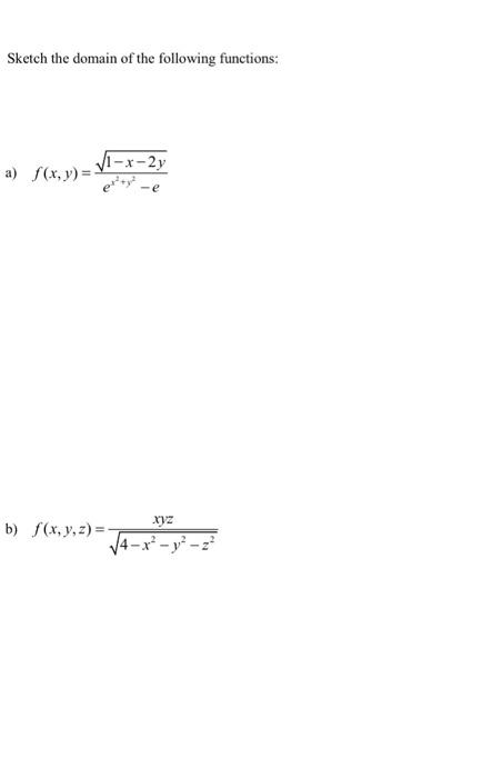 Solved Sketch the domain of the following functions: a) | Chegg.com