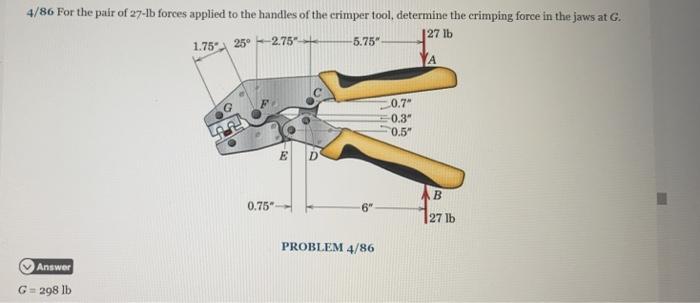 Solved For the pair of 27-lb forces applied to the handles | Chegg.com