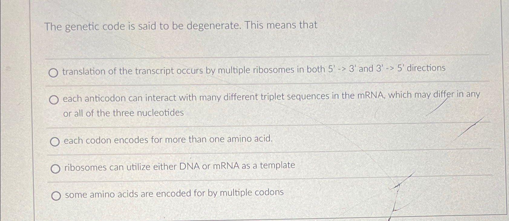 Solved The genetic code is said to be degenerate. This means | Chegg.com