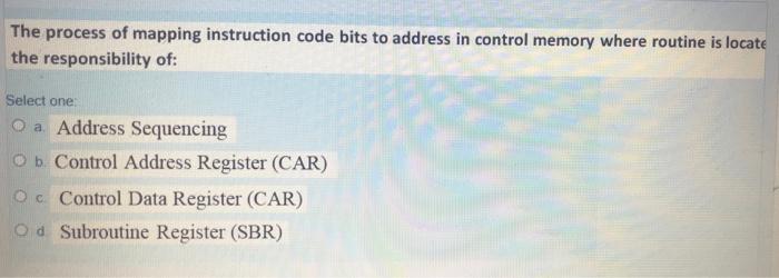 Solved The process of mapping instruction code bits to | Chegg.com