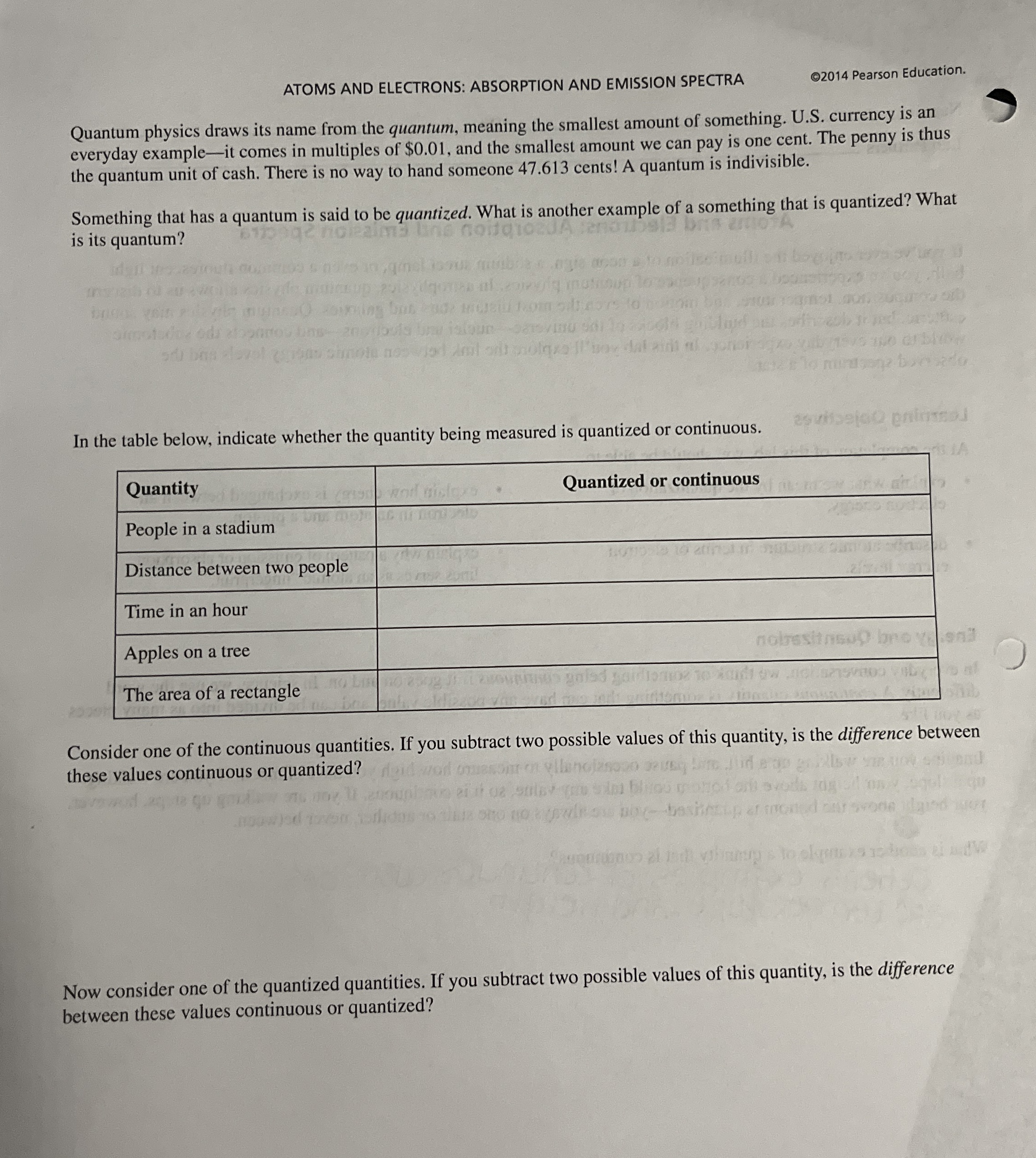 Solved Quantum physics draws its name from the quantum, | Chegg.com